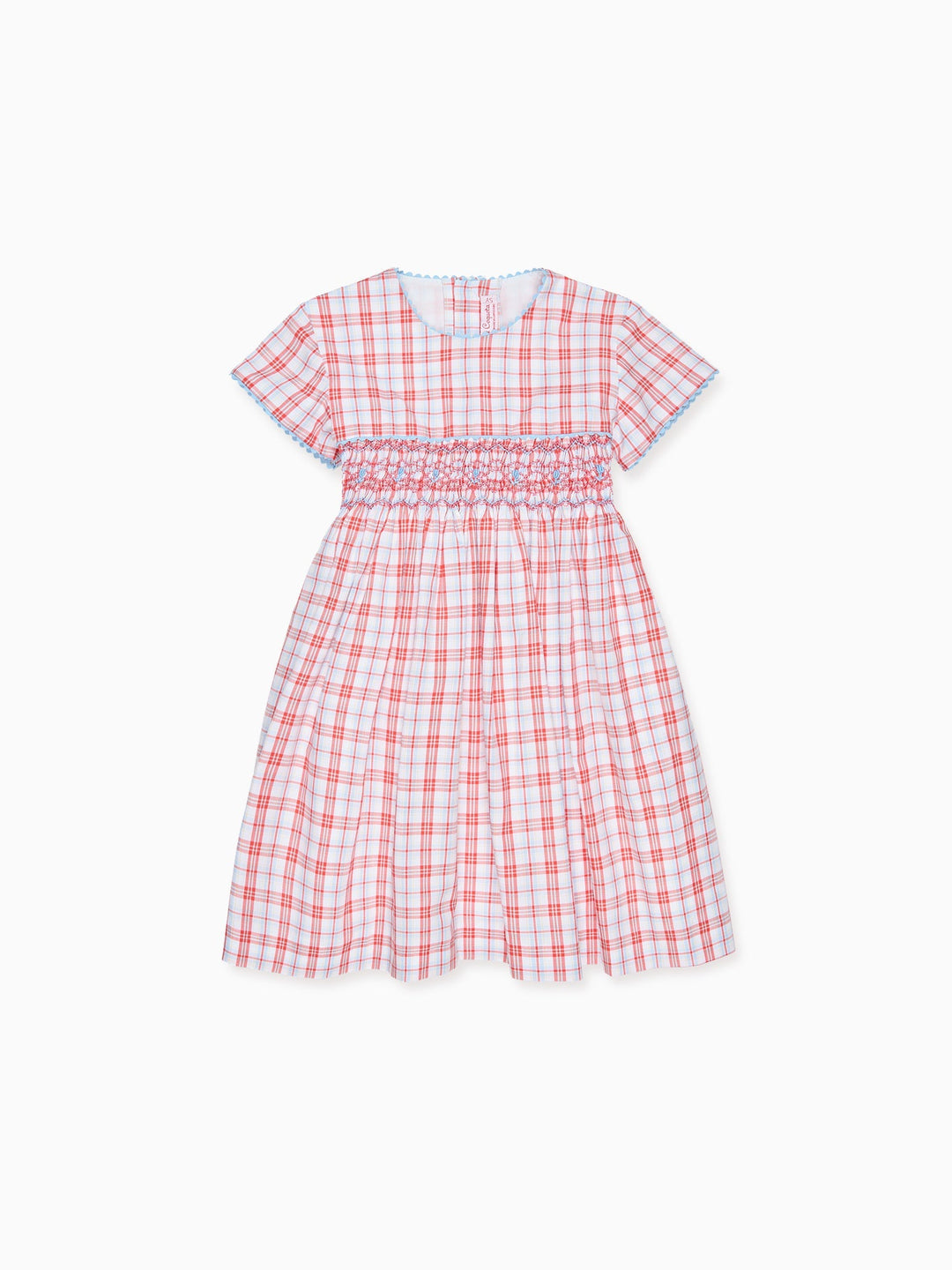 Red Check Ava Girl Hand-Smocked Dress | La Coqueta Kids