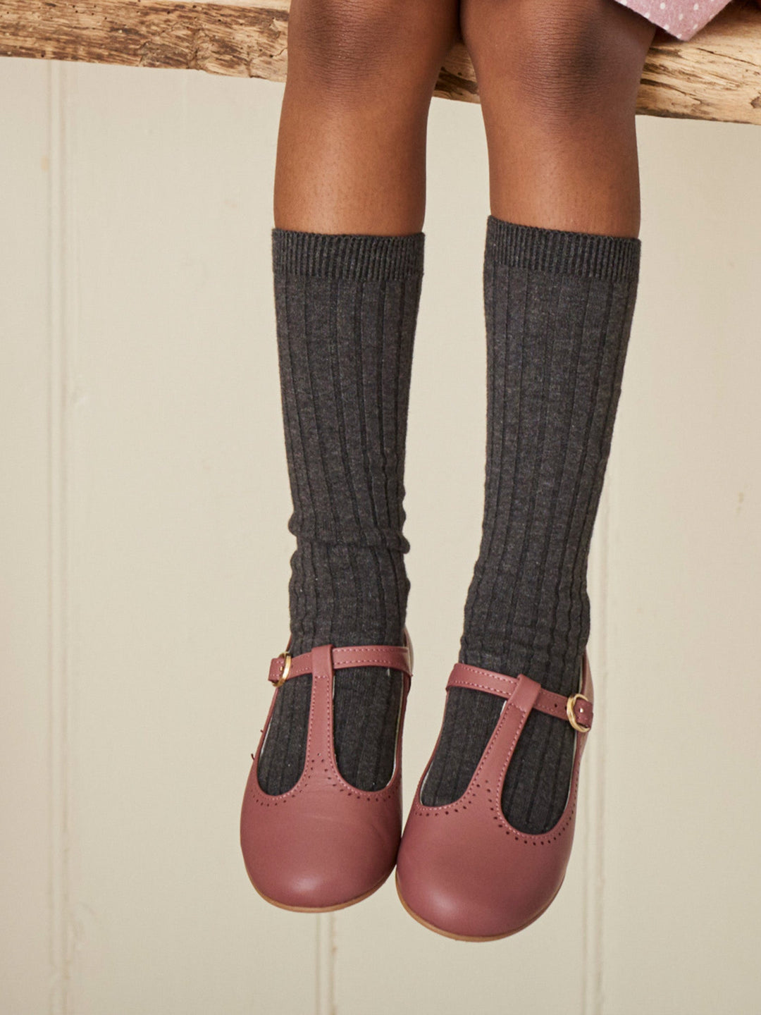 Dusty Pink Leather Girl T‑Bar Shoes | Elegant and Comfortable – La ...