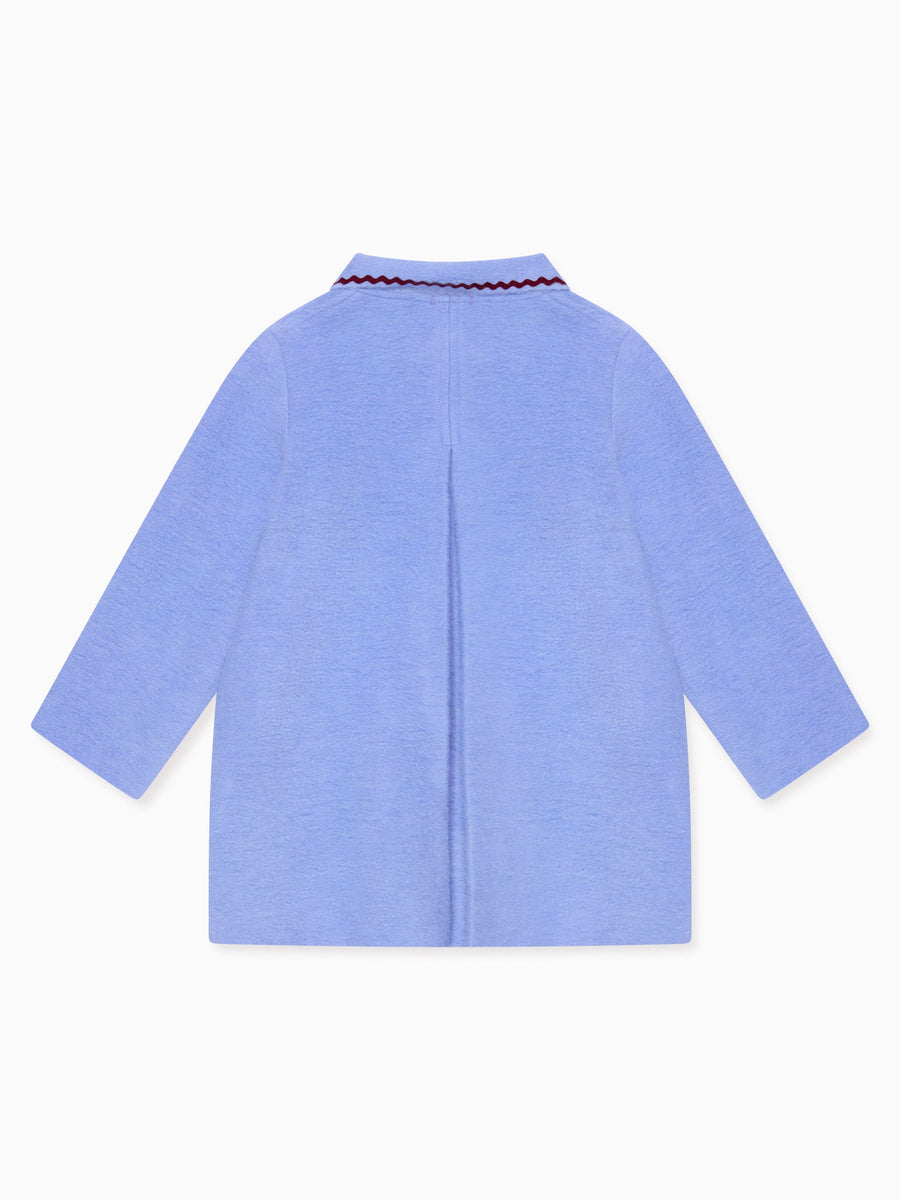 Dusty Blue Henrietta Girl Coat | Girls Blue Wool Coat – La Coqueta Kids