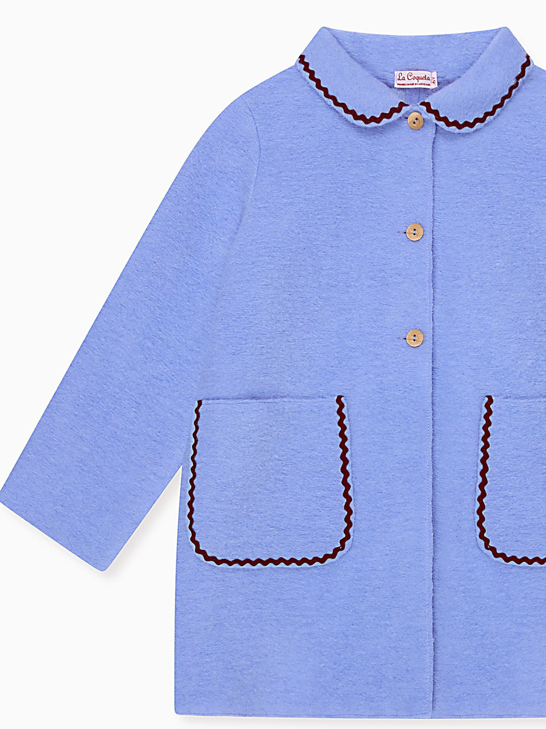 Dusty Blue Henrietta Girl Coat | Girls Blue Wool Coat – La Coqueta Kids