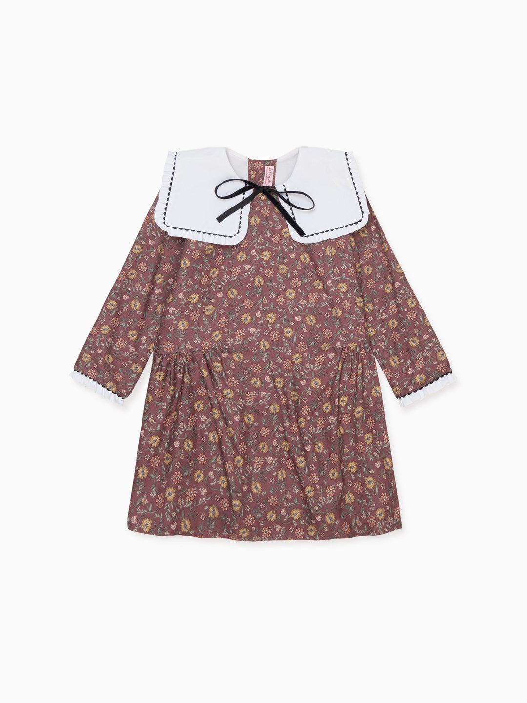 Burgundy Floral Laura Girl Drop Waist Dress | Girl Outfits | La Coqueta ...