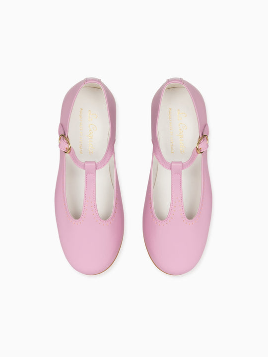 Lilac Leather Girl T-Bar Shoes | La Coqueta Kids UK