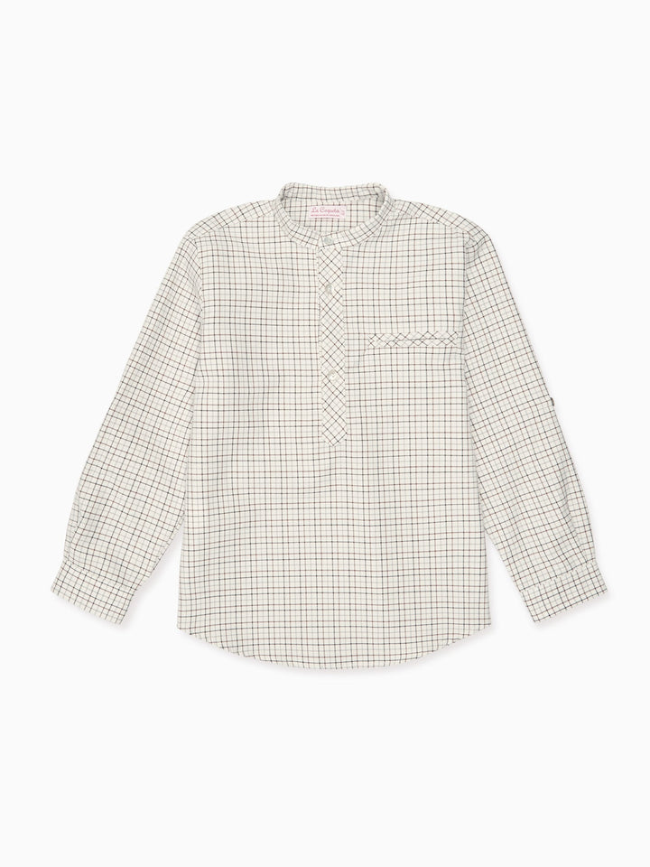 Camel Check Mateo Long Sleeve Boy Shirt | La Coqueta Kids UK