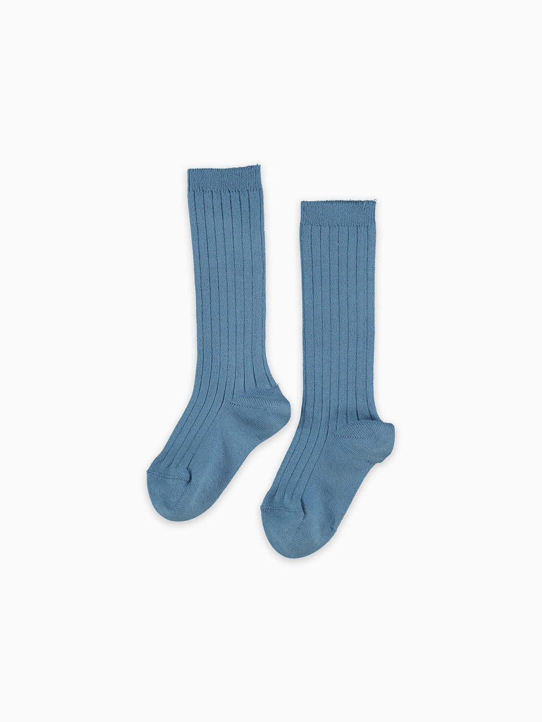 Dusty Blue Ribbed Knee High Kids Socks | La Coqueta Kids