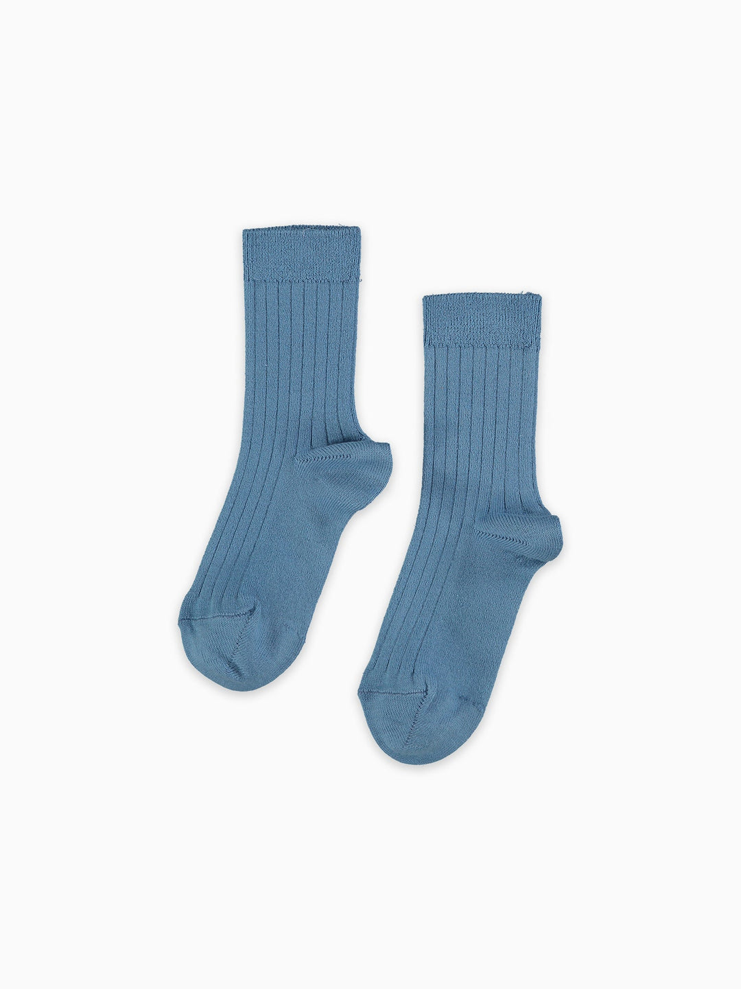 Dusty Blue Ribbed Short Kids Socks | La Coqueta Kids